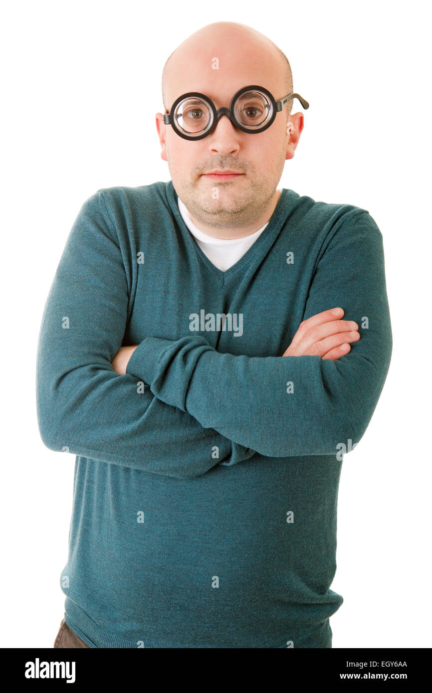 geek man isolated on white background Stock Photo - Alamy