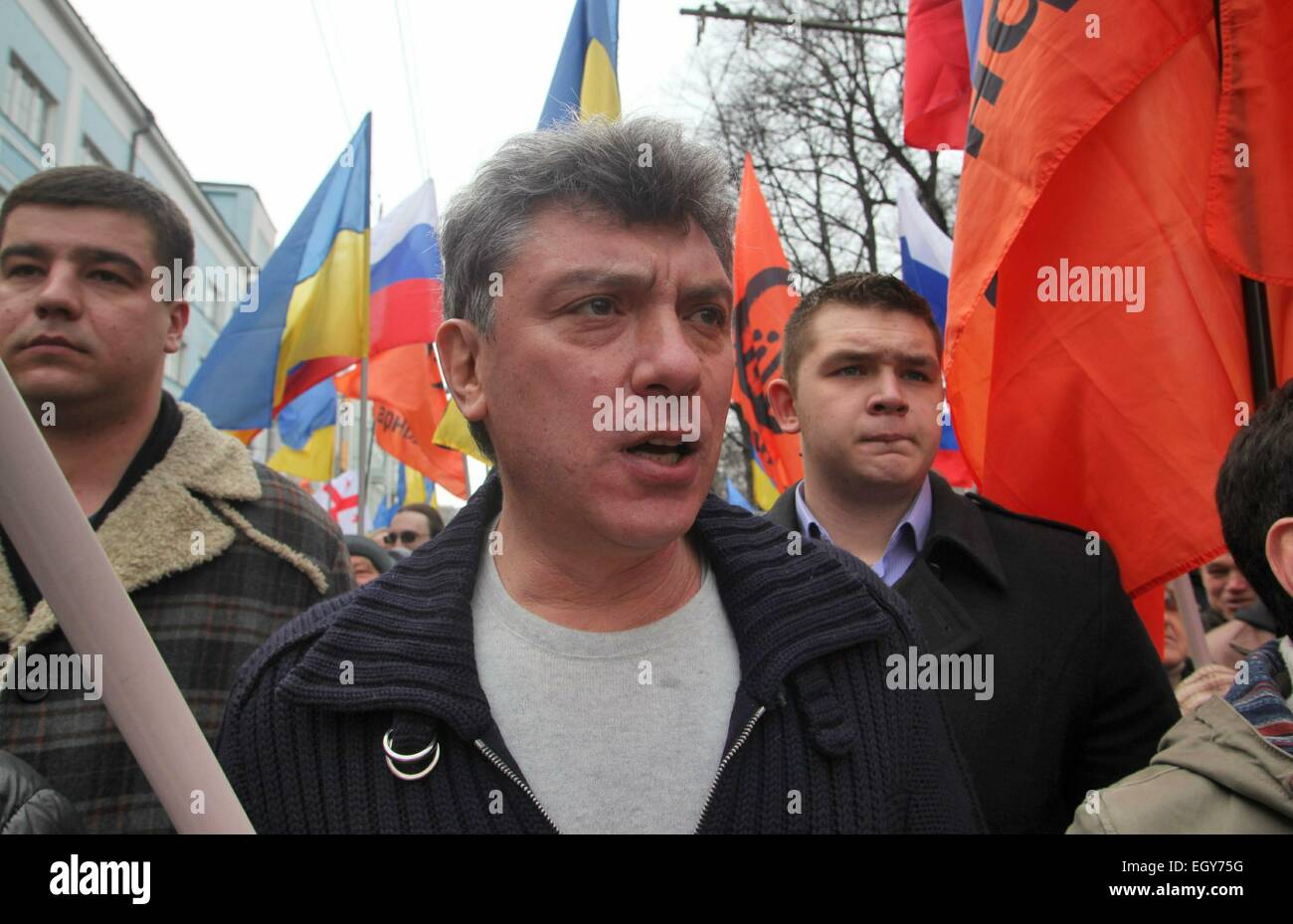 March 15, 2014. - Russia, Moscow. - Anti-war 'Peace March' rally. In ...