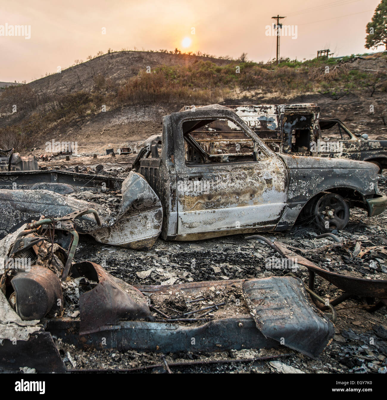 Remains of a burnt storage barn in Pateros Washington Stock Photo - Alamy