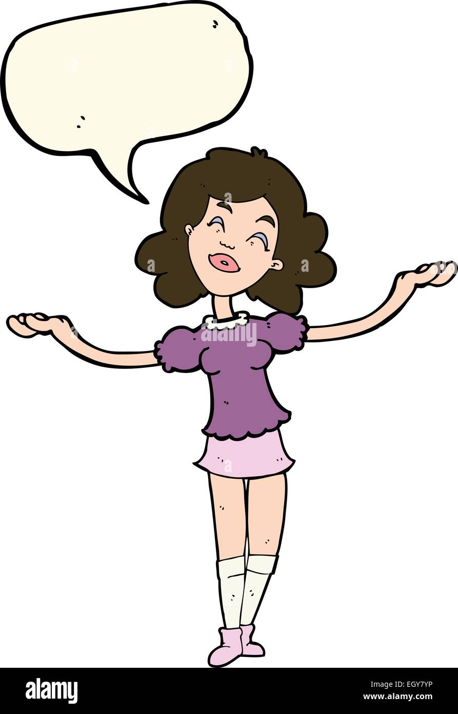 cartoon woman taking praise with speech bubble Stock Vector Image & Art ...
