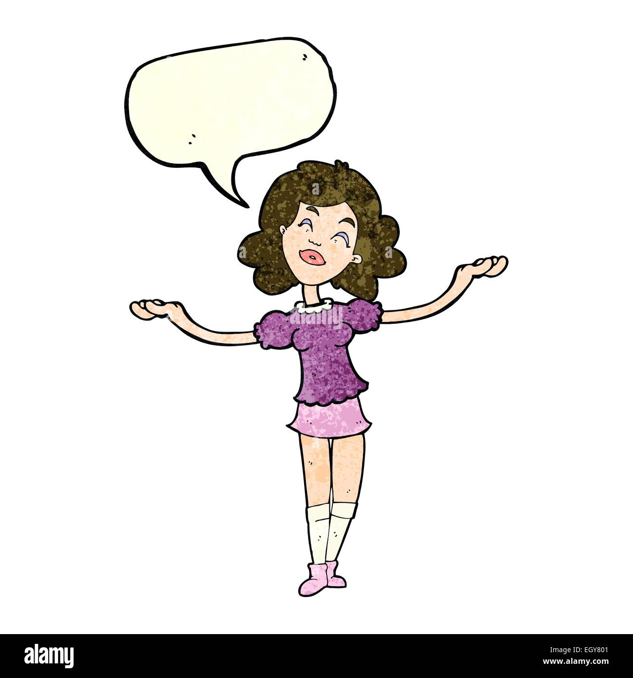 cartoon woman taking praise with speech bubble Stock Vector Image & Art ...