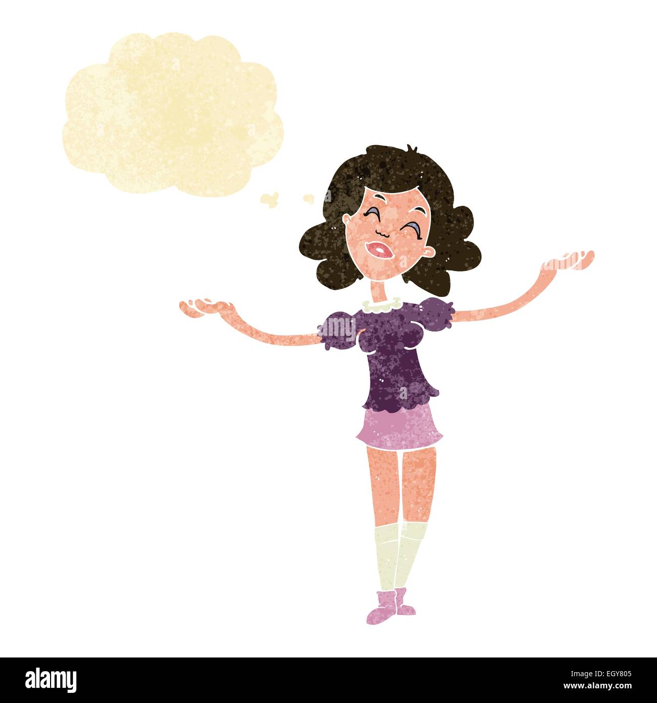 cartoon woman taking praise with thought bubble Stock Vector Image ...