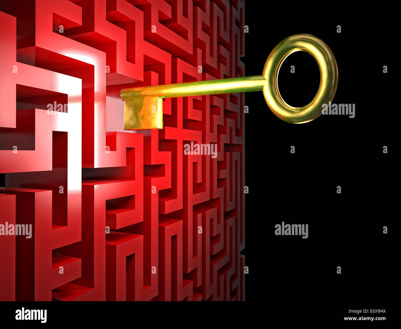 golden key and red maze Stock Photo - Alamy
