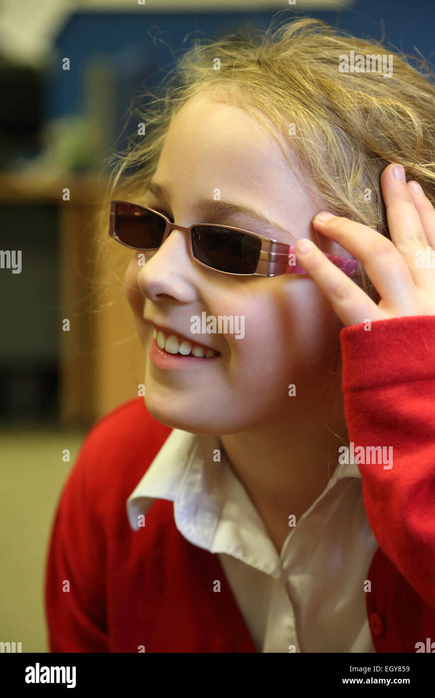 Portrait of young girl with visual impairment, Mysight Nottingham Stock ...