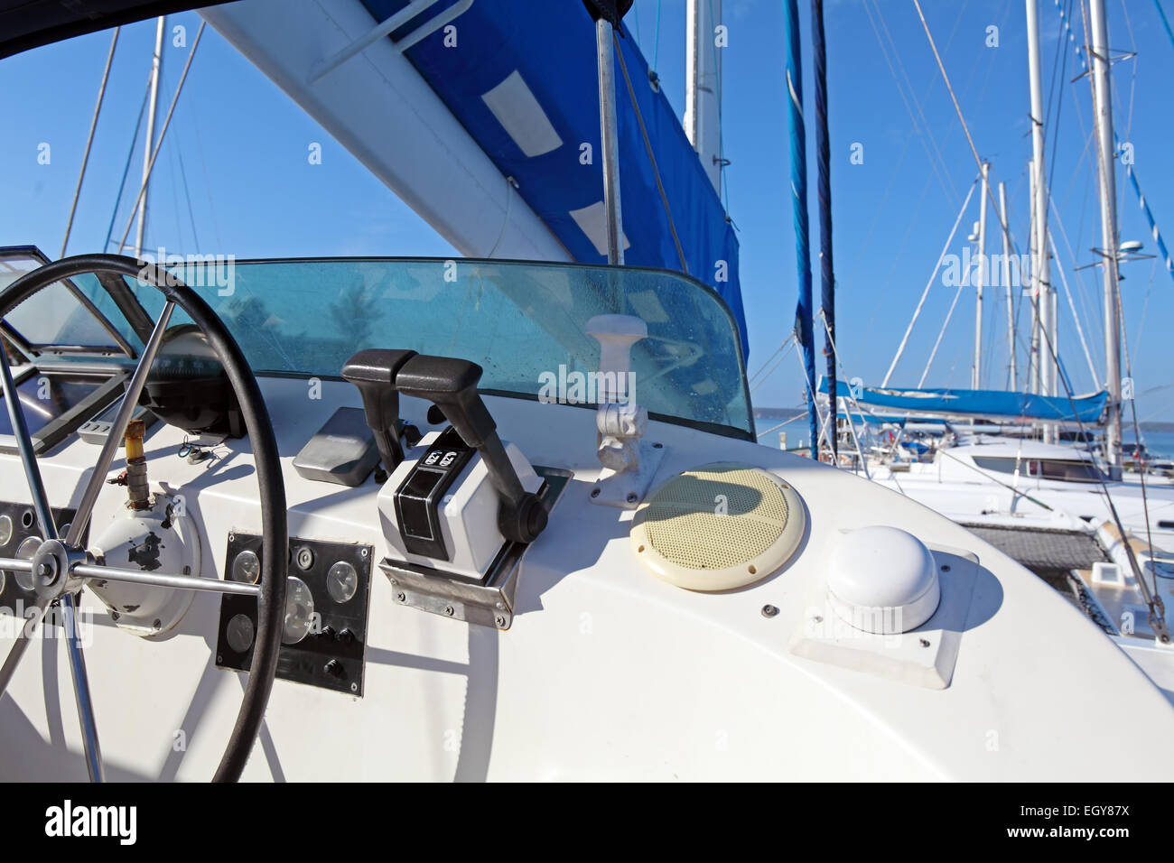 Steer of Ocean Yacht and Sail Stock Photo - Alamy