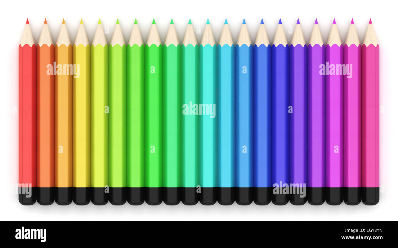3d render of color pencils isolated on white background Stock Photo - Alamy
