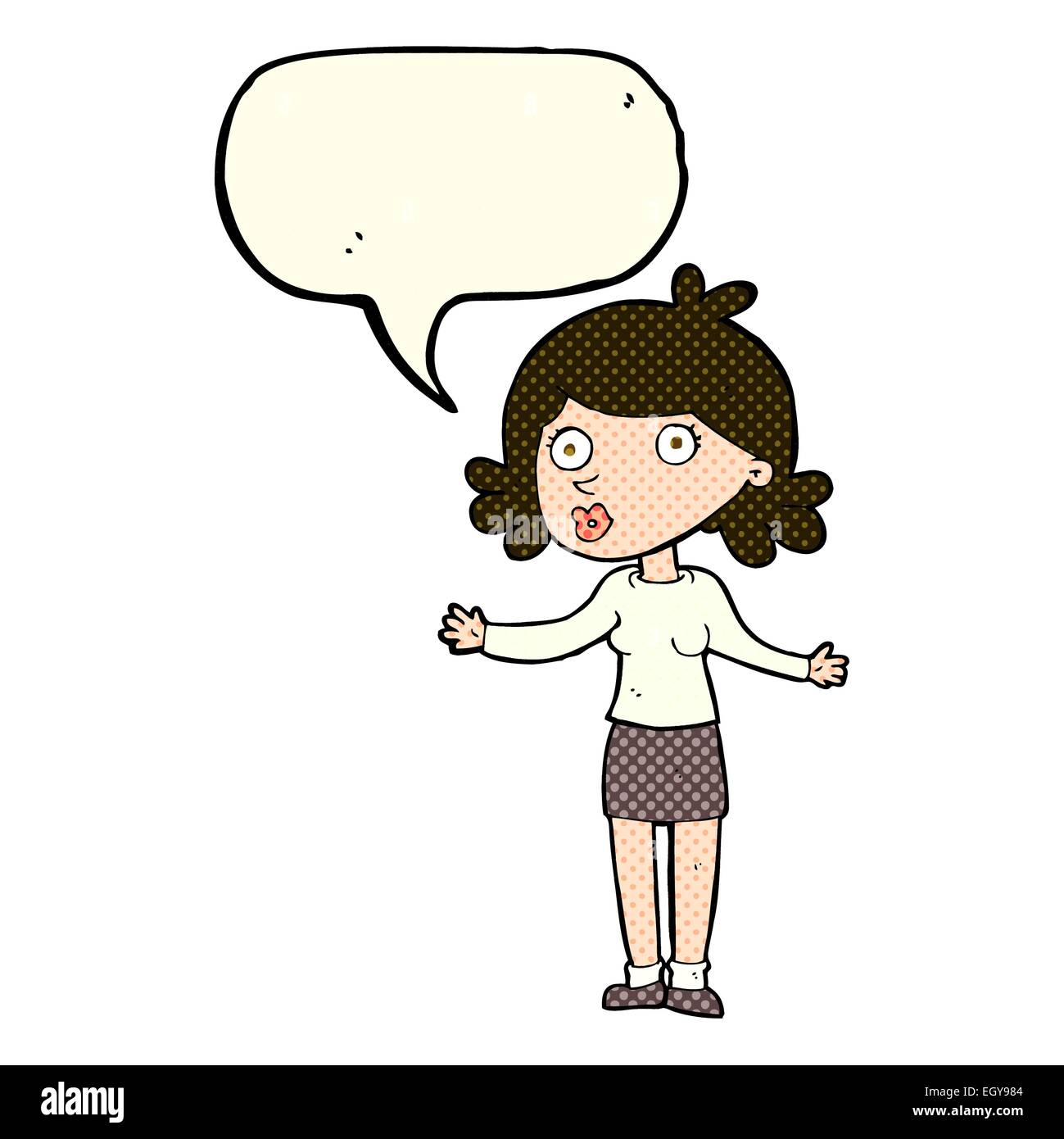 cartoon confused woman with speech bubble Stock Vector Image & Art - Alamy