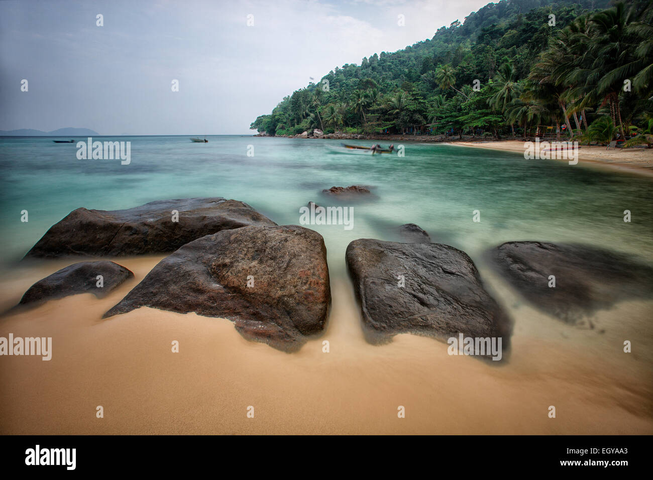 Malaysia, Tioman Island, beach with boulders Stock Photo - Alamy
