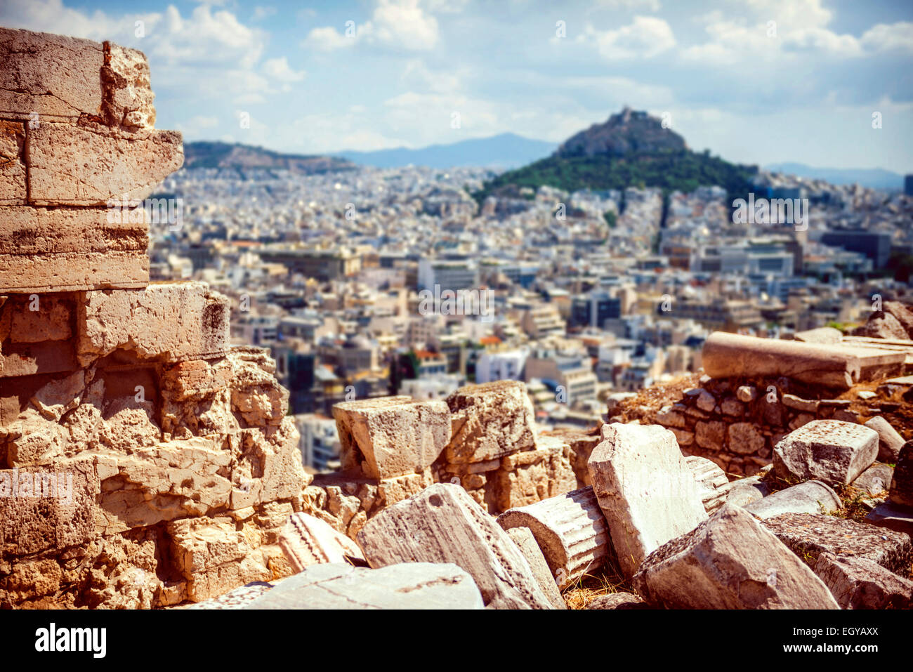Greece, Athens, destroyed columns of Acropolis Stock Photo - Alamy