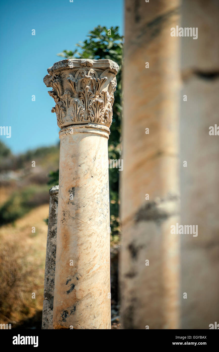 Turkey, Ephesus, column at sunlight Stock Photo - Alamy
