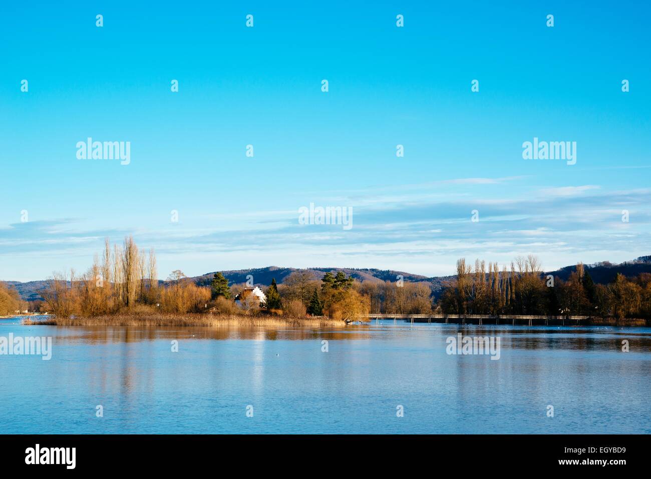 Switzerland, Canton of Schaffhausen, view to Island of Werd Stock Photo ...