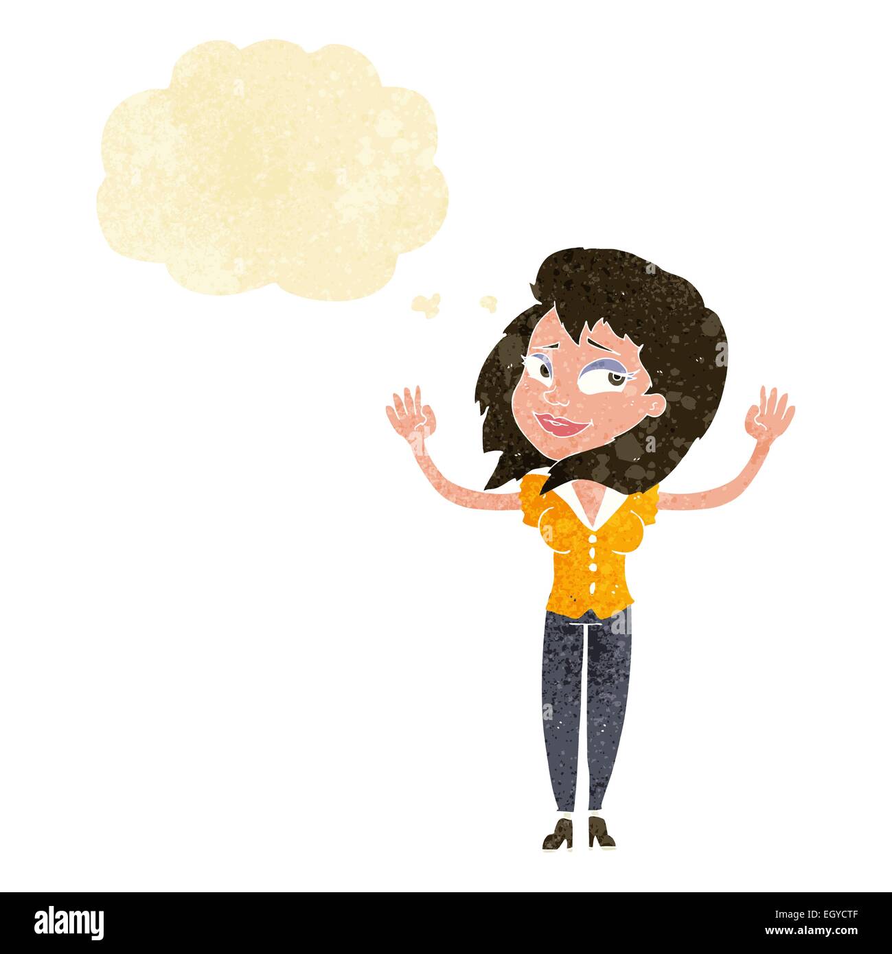 cartoon woman giving up with thought bubble Stock Vector Image & Art ...