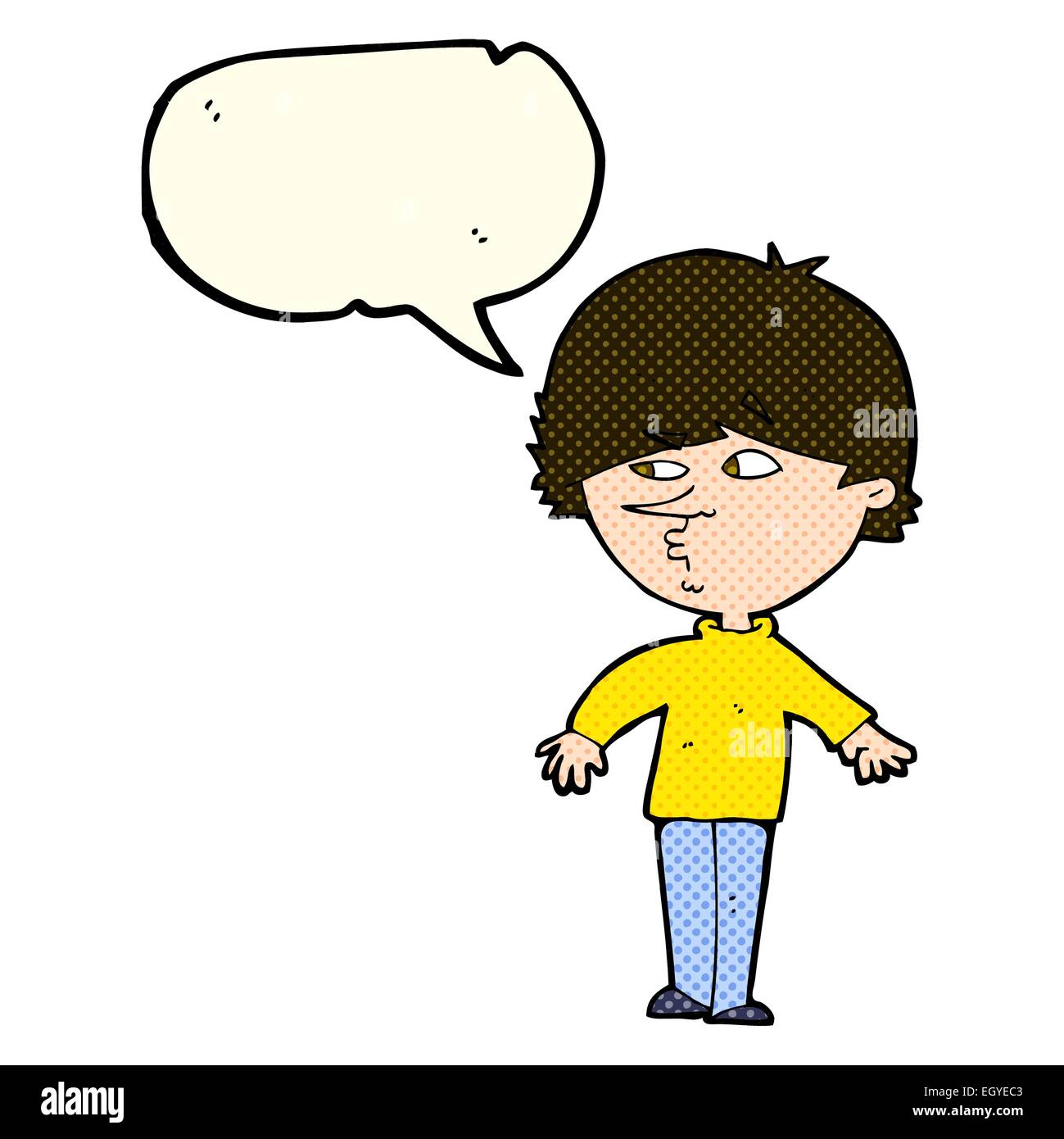 cartoon suspicious man looking over shoulder with speech bubble Stock ...
