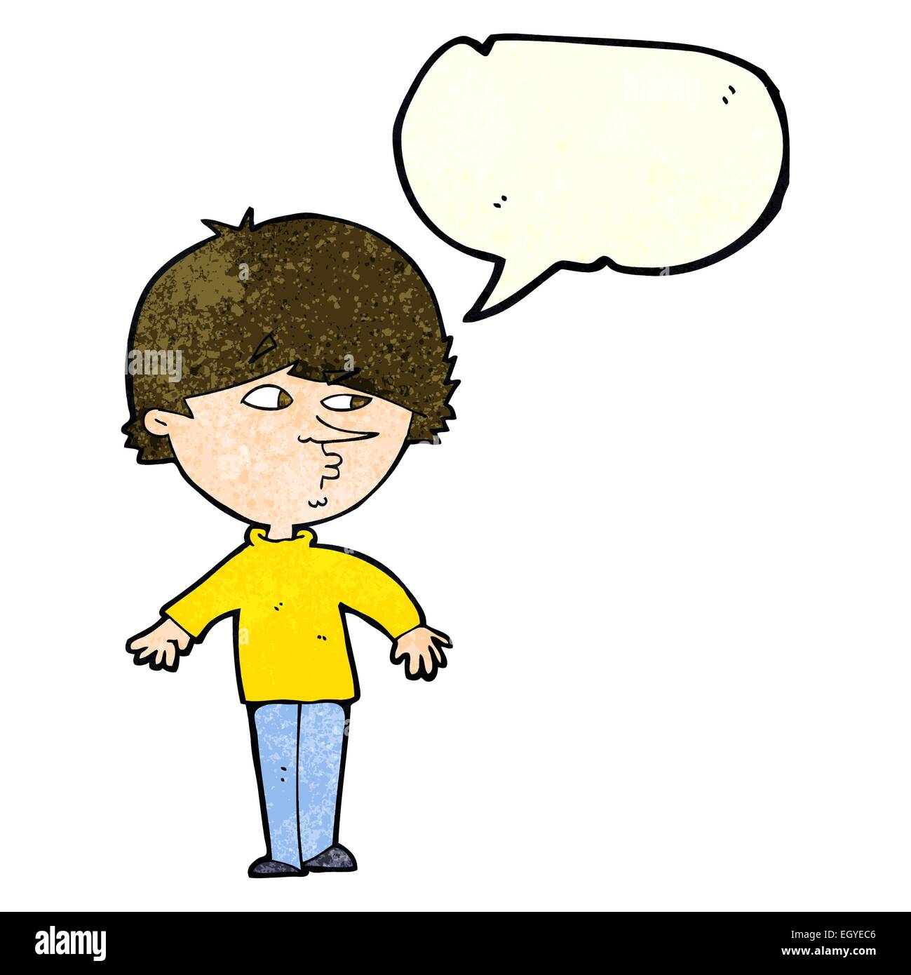 cartoon suspicious man looking over shoulder with speech bubble Stock ...