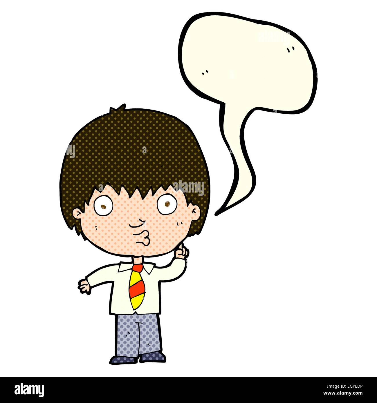 cartoon school boy answering question with speech bubble Stock Vector ...