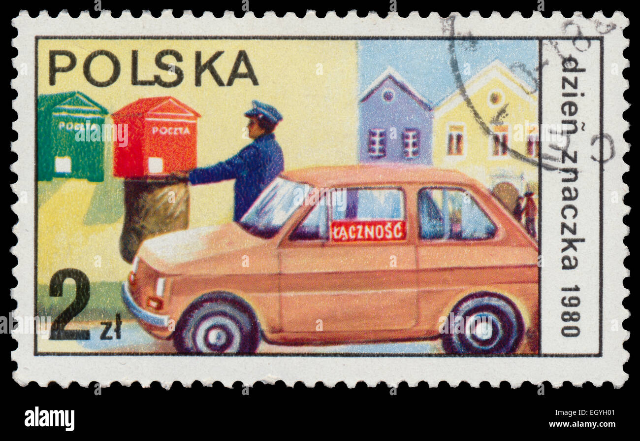 POLAND - CIRCA 1980: Stamp printed in Poland shows a Polski Fiat, with ...