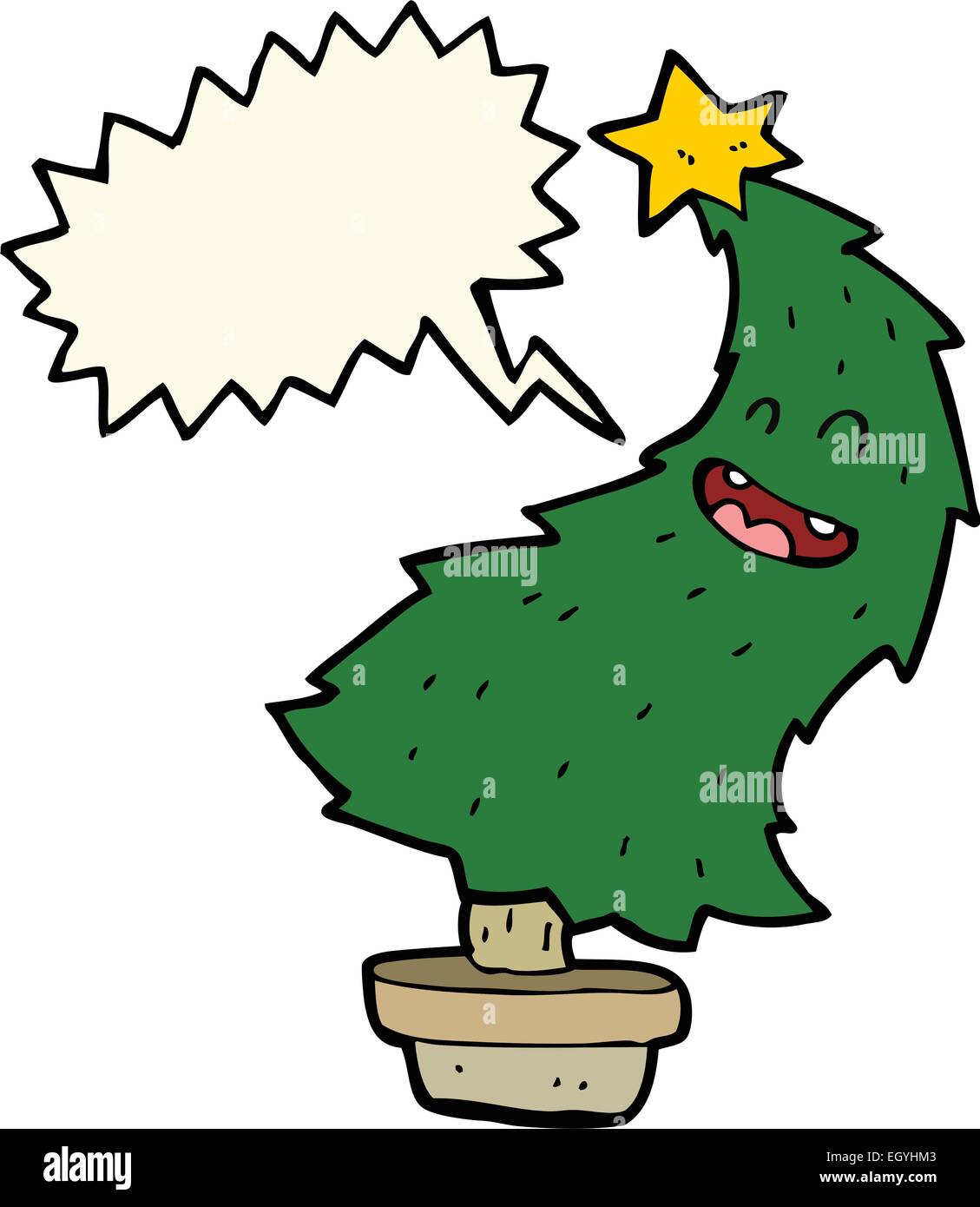 cartoon dancing christmas tree with speech bubble Stock Vector Image ...
