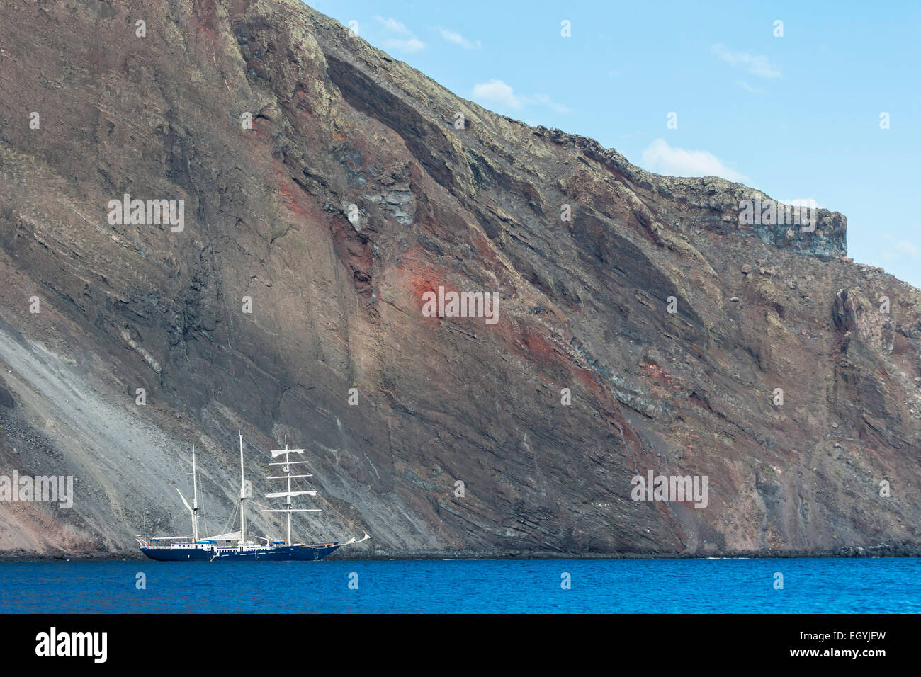 Pacific Ocean, sailing ship at Isabela Island, Galapagos Islands Stock ...