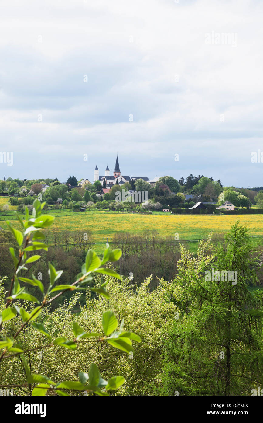 Germany, North Rhine-Westphalia, Eifel, view to Steinfeld monastery ...