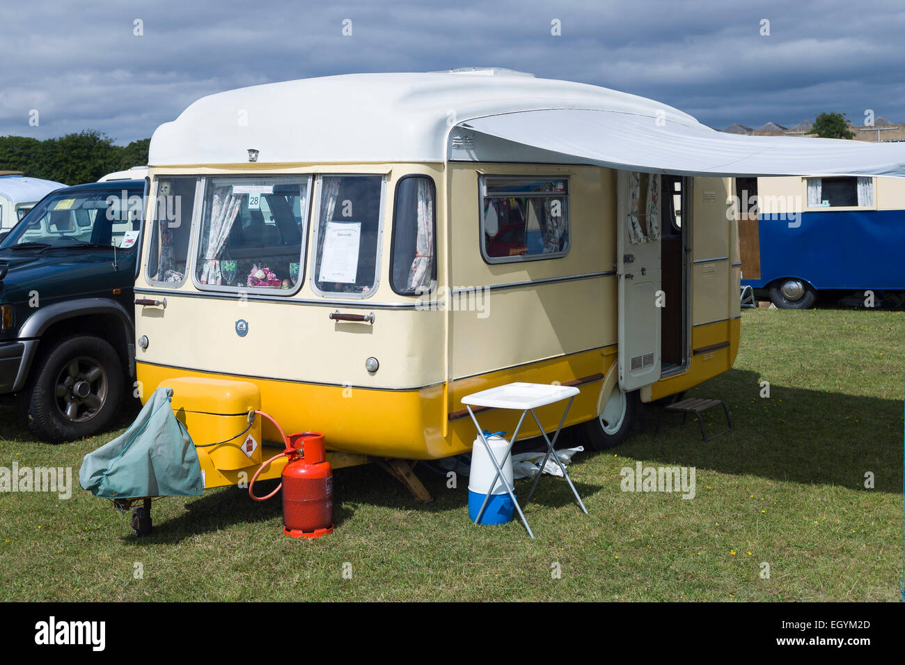 British Viking Fibreline touring caravan from 1970s at an English show ...