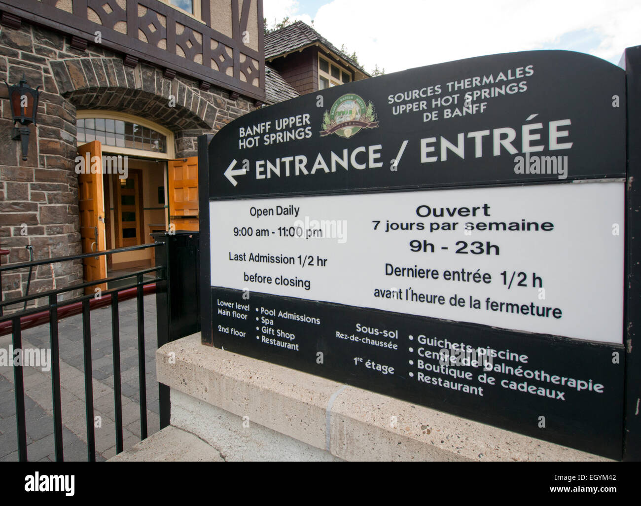 Entrance to Banff Upper Hot Springs in Banff Alberta Canada Stock Photo ...