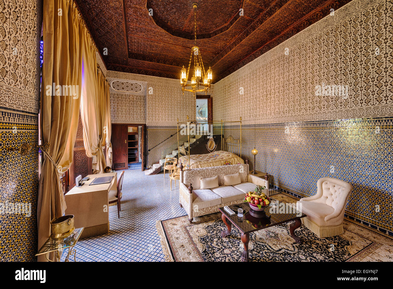 Morocco, Fes, Hotel Riad Fes, hotel suite Stock Photo - Alamy