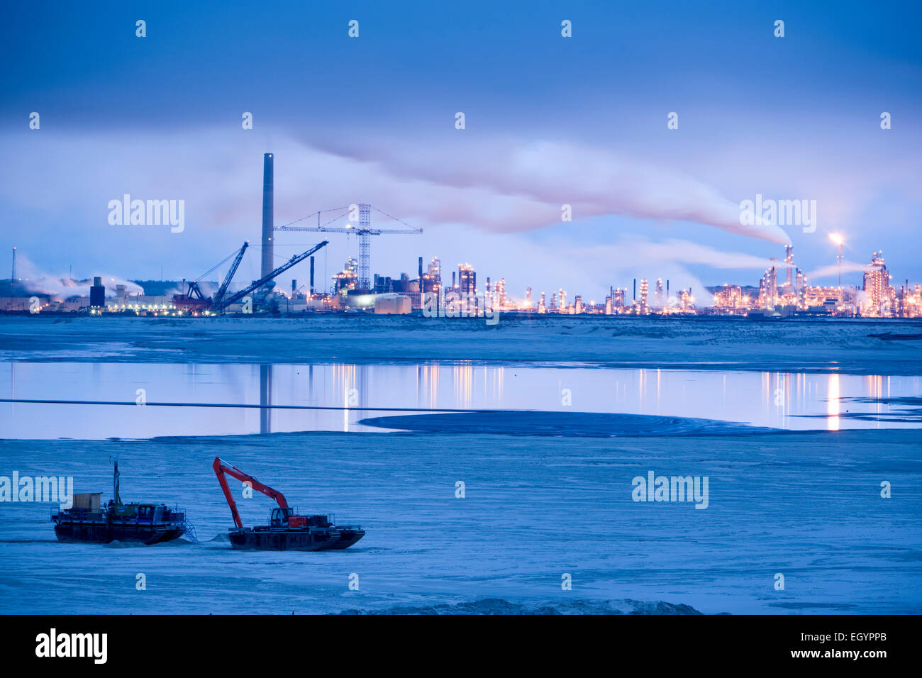 The Syncrude oil processing plant before dawn Stock Photo - Alamy