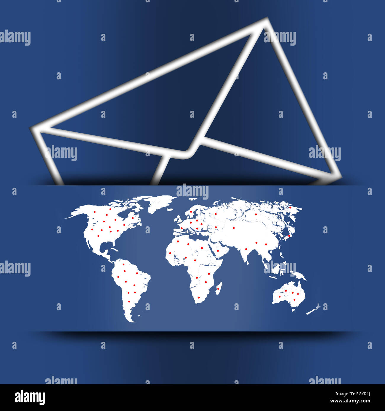 illustration of a red envelope on a blue background Stock Photo - Alamy