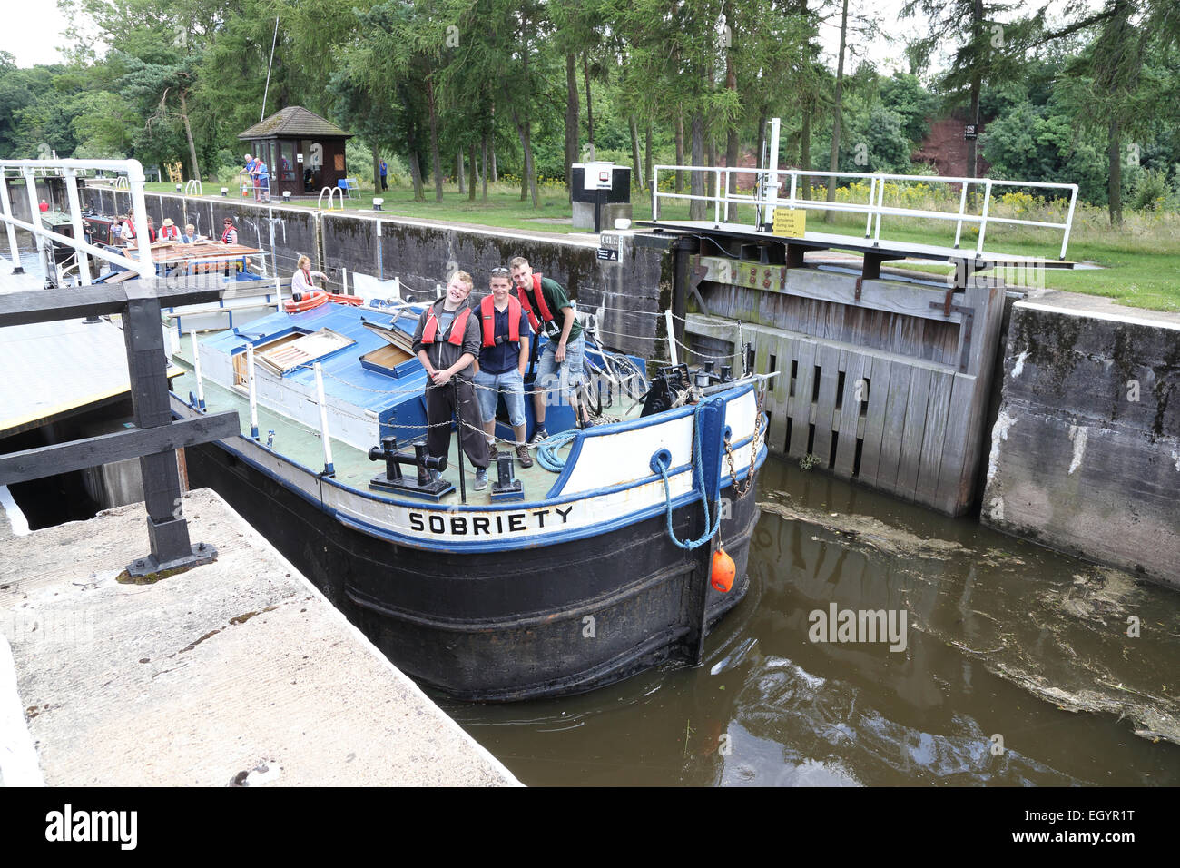 Barge Going Through A Canal Lock High Resolution Stock Photography and ...