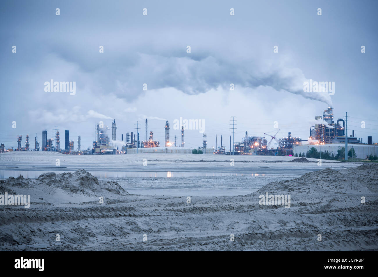 The Syncrude oil processing plant before dawn Stock Photo - Alamy