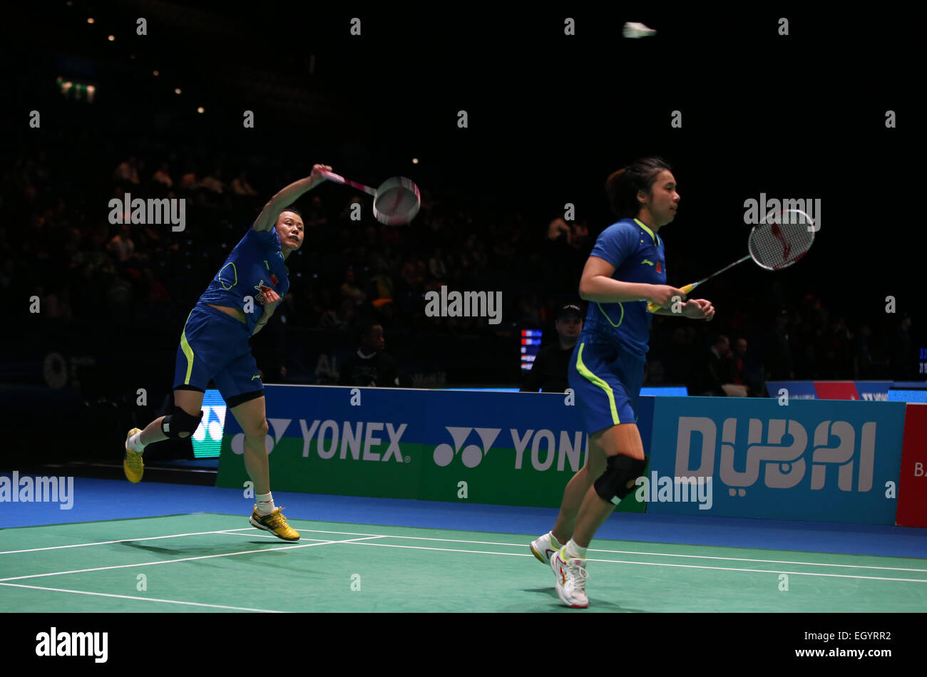 Birmingham. 4th Mar, 2015. Tian Qing (L) and Zhao Yunlei of China ...