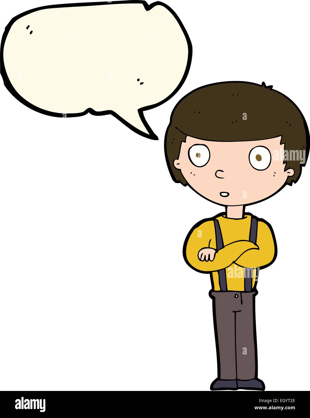 cartoon staring boy with folded arms with speech bubble Stock Vector ...