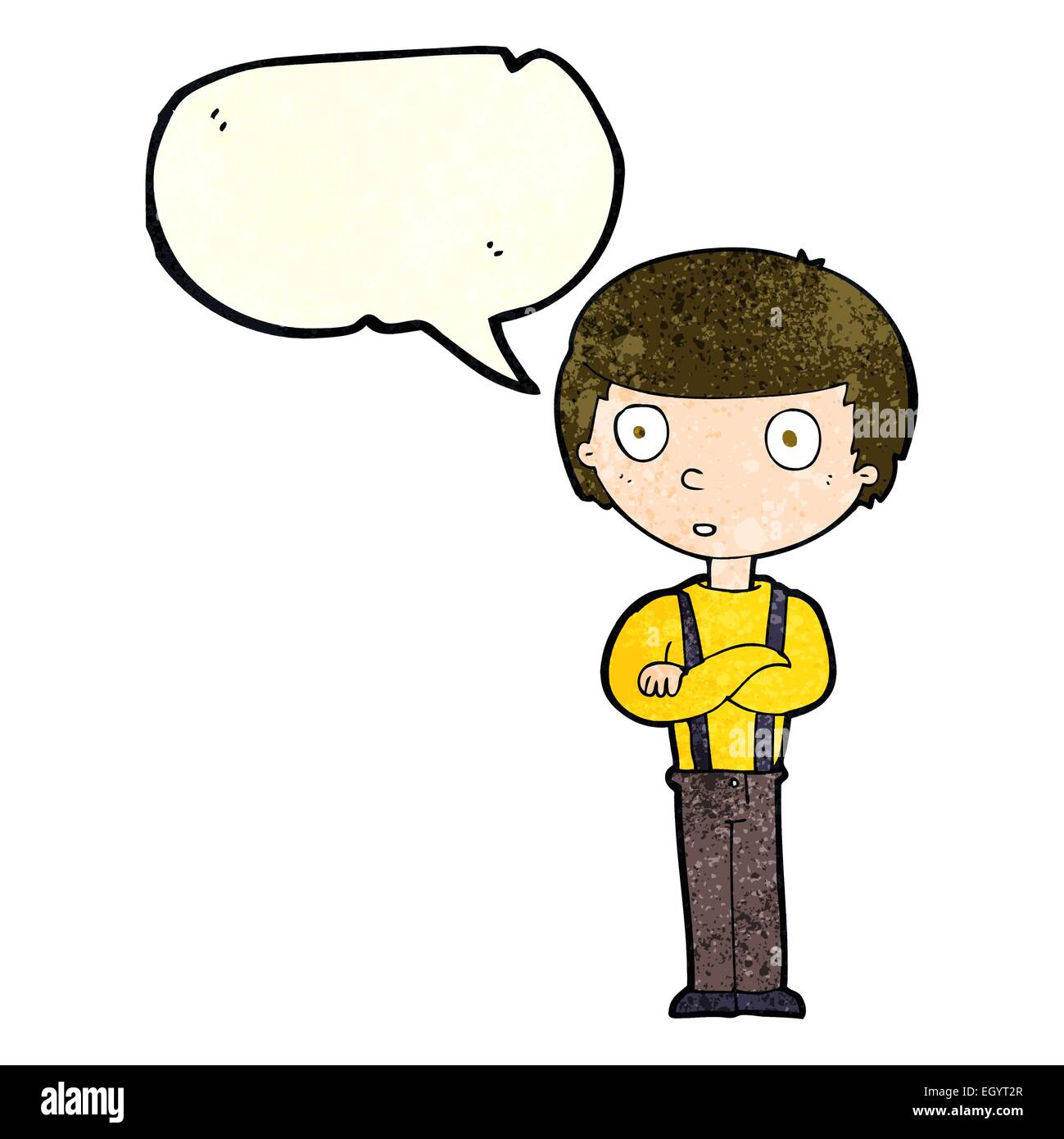 cartoon staring boy with folded arms with speech bubble Stock Vector ...