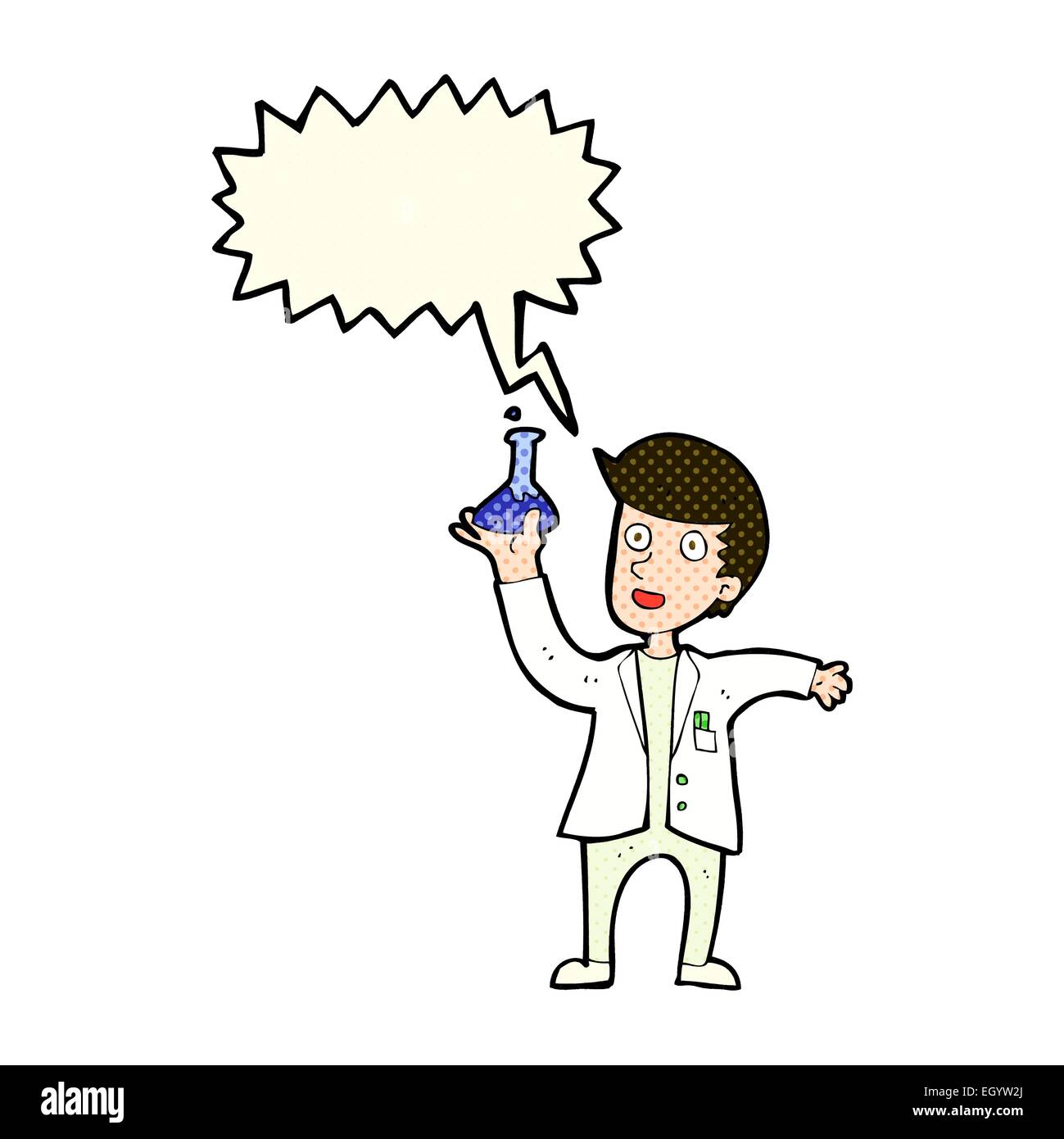 cartoon happy scientist with speech bubble Stock Vector Image & Art - Alamy