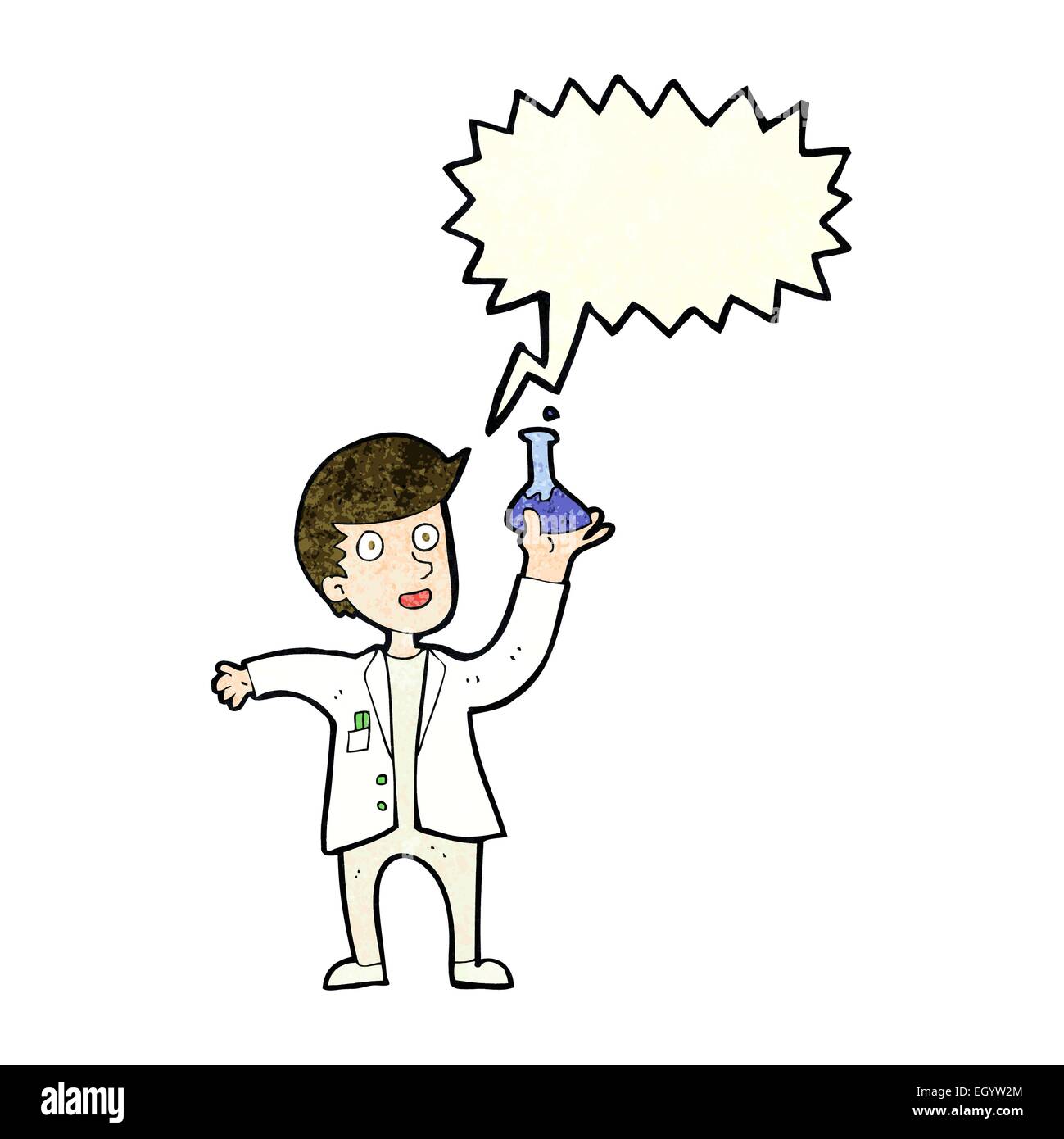 cartoon happy scientist with speech bubble Stock Vector Image & Art - Alamy