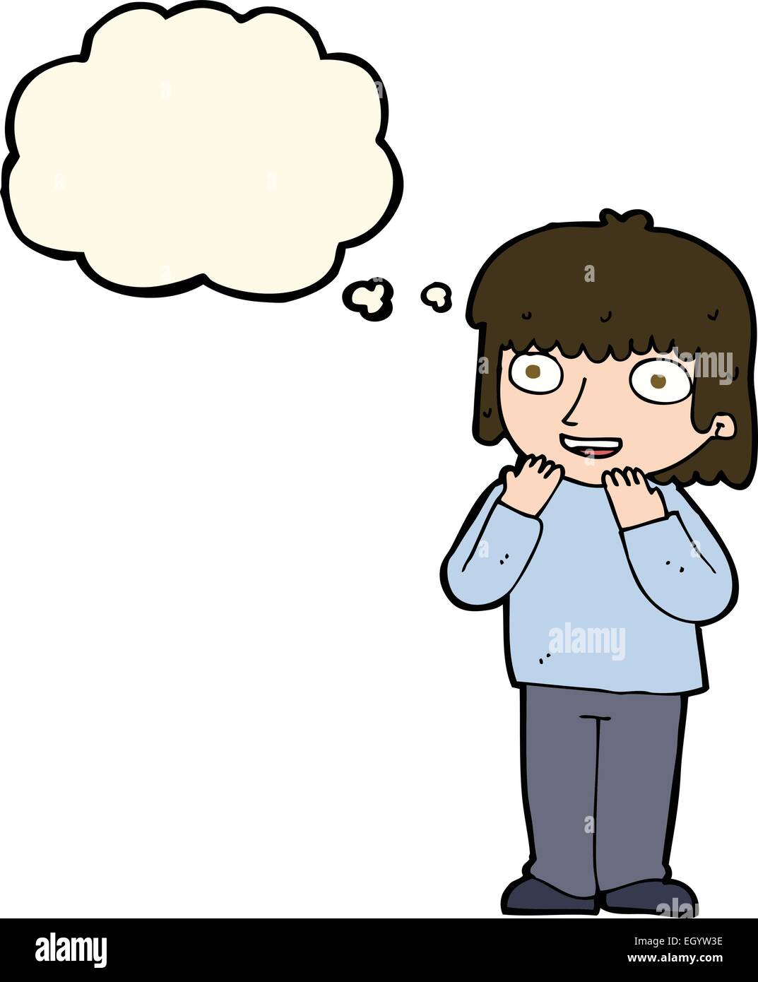 cartoon excited person with thought bubble Stock Vector Image & Art - Alamy