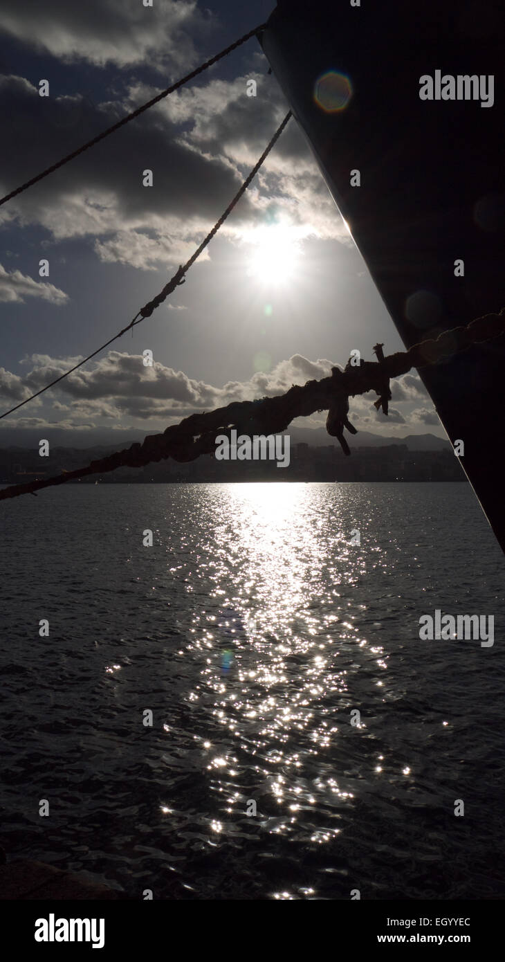 Sunset over harbour/dock Las Palmas Canary Islands Stock Photo - Alamy