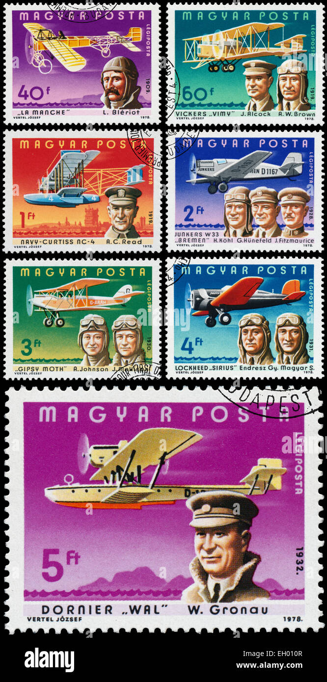 HUNGARY - CIRCA 1978: Set of stamps printed in Hungary shows famous ...