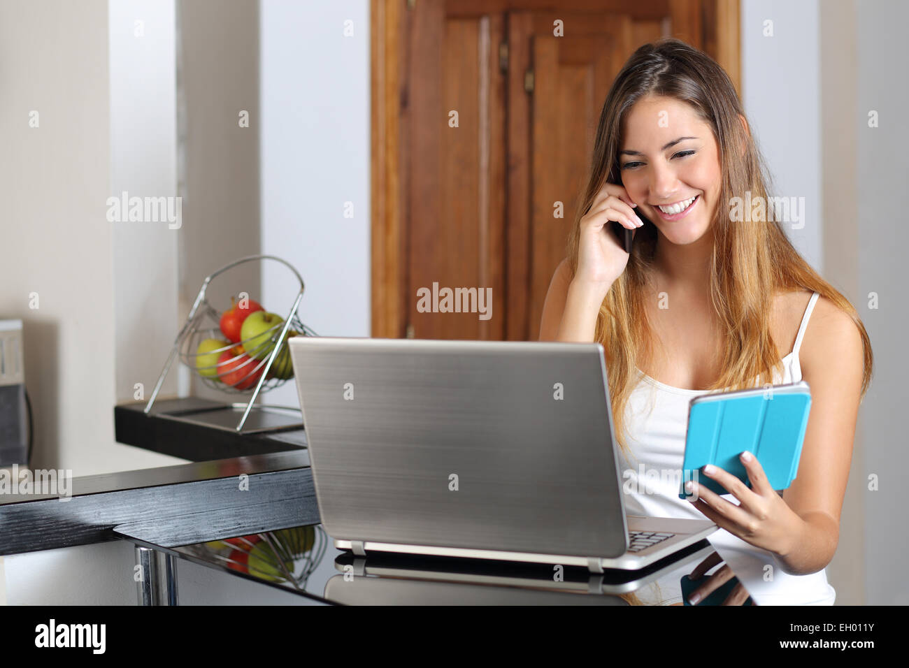 Multitasking teenager hi-res stock photography and images - Alamy
