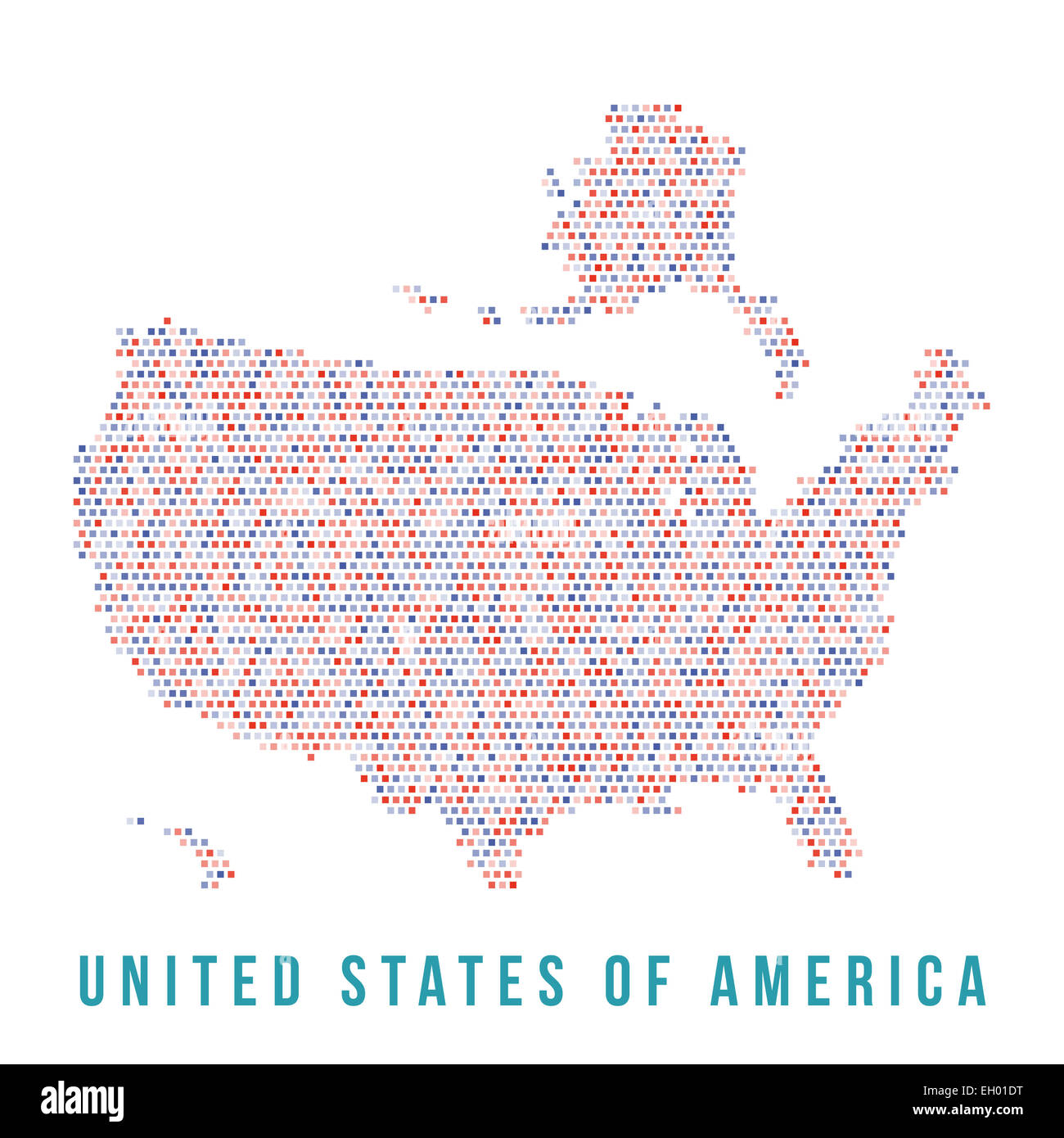 USA map, colored square pixels on white background Stock Photo - Alamy