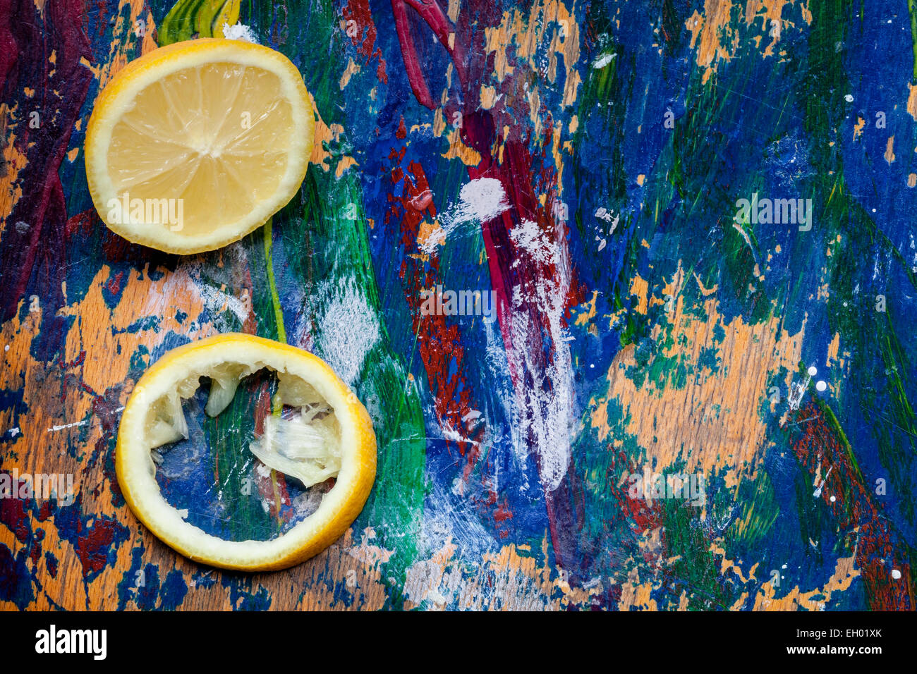 Lemon on colorful background Stock Photo - Alamy