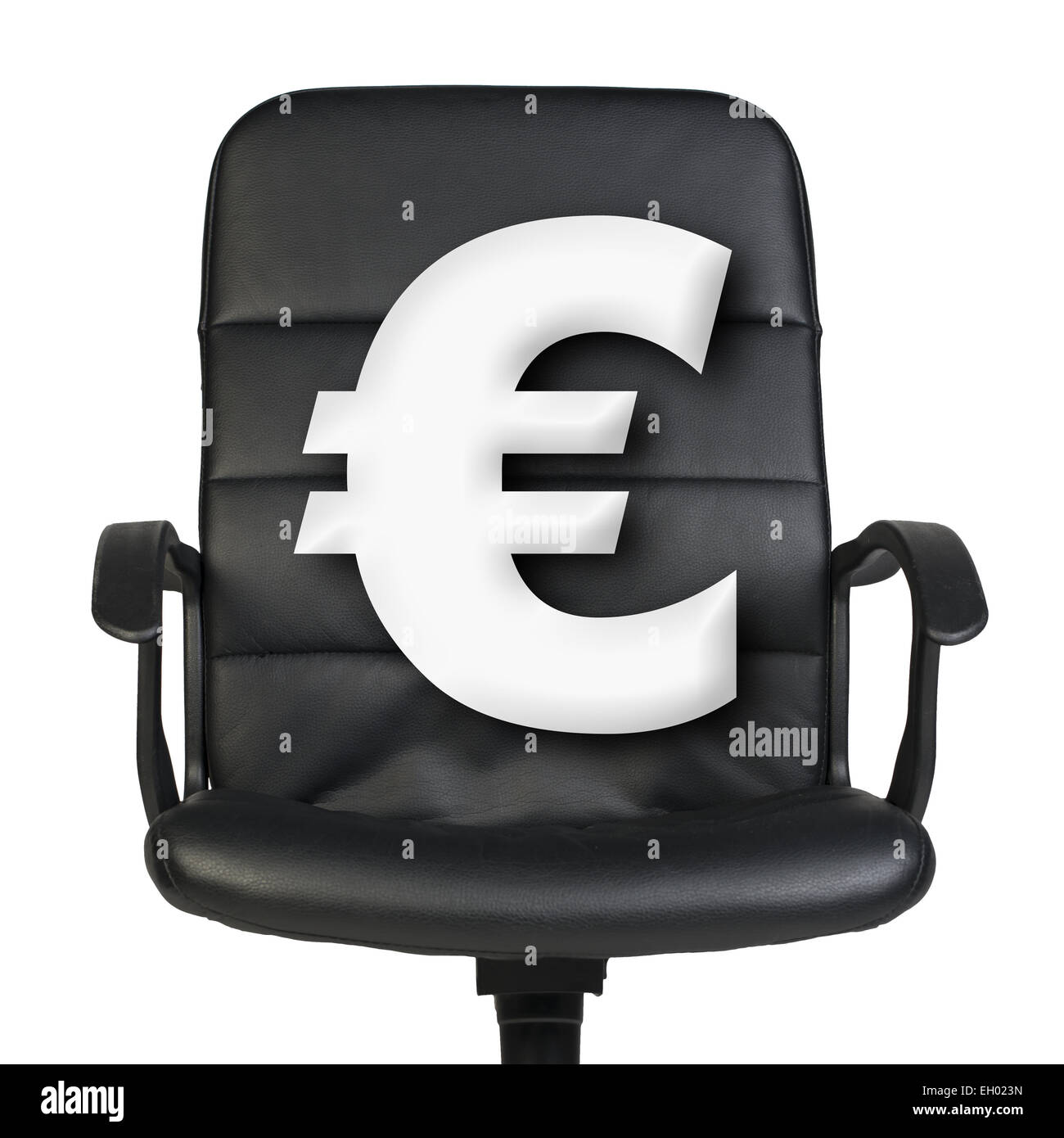 White euro sign stands in chair. Isolated on white background Stock ...