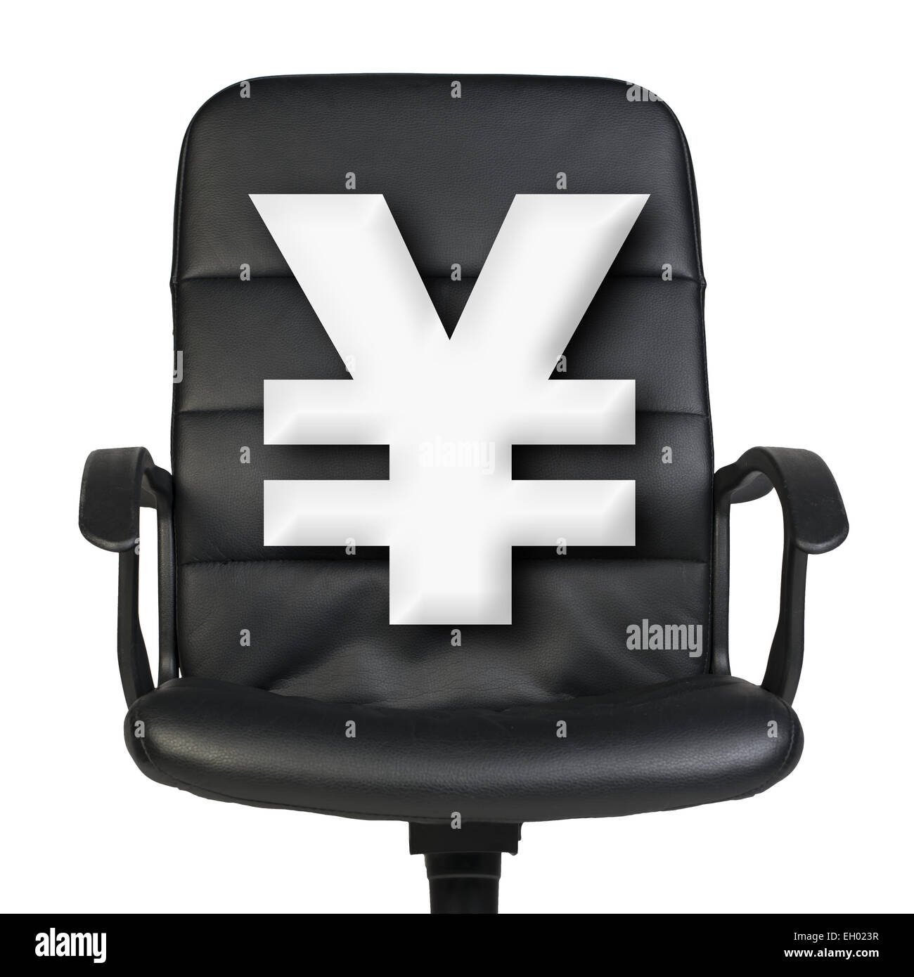 White yen sign stands in chair. Isolated on white background Stock ...
