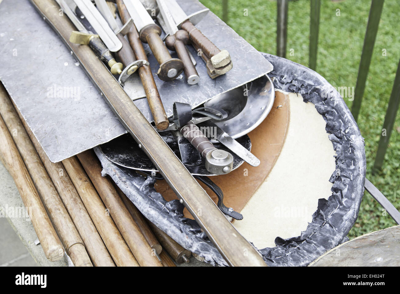 Ancient medieval swords, detail of a weapon of war and death, art and ...