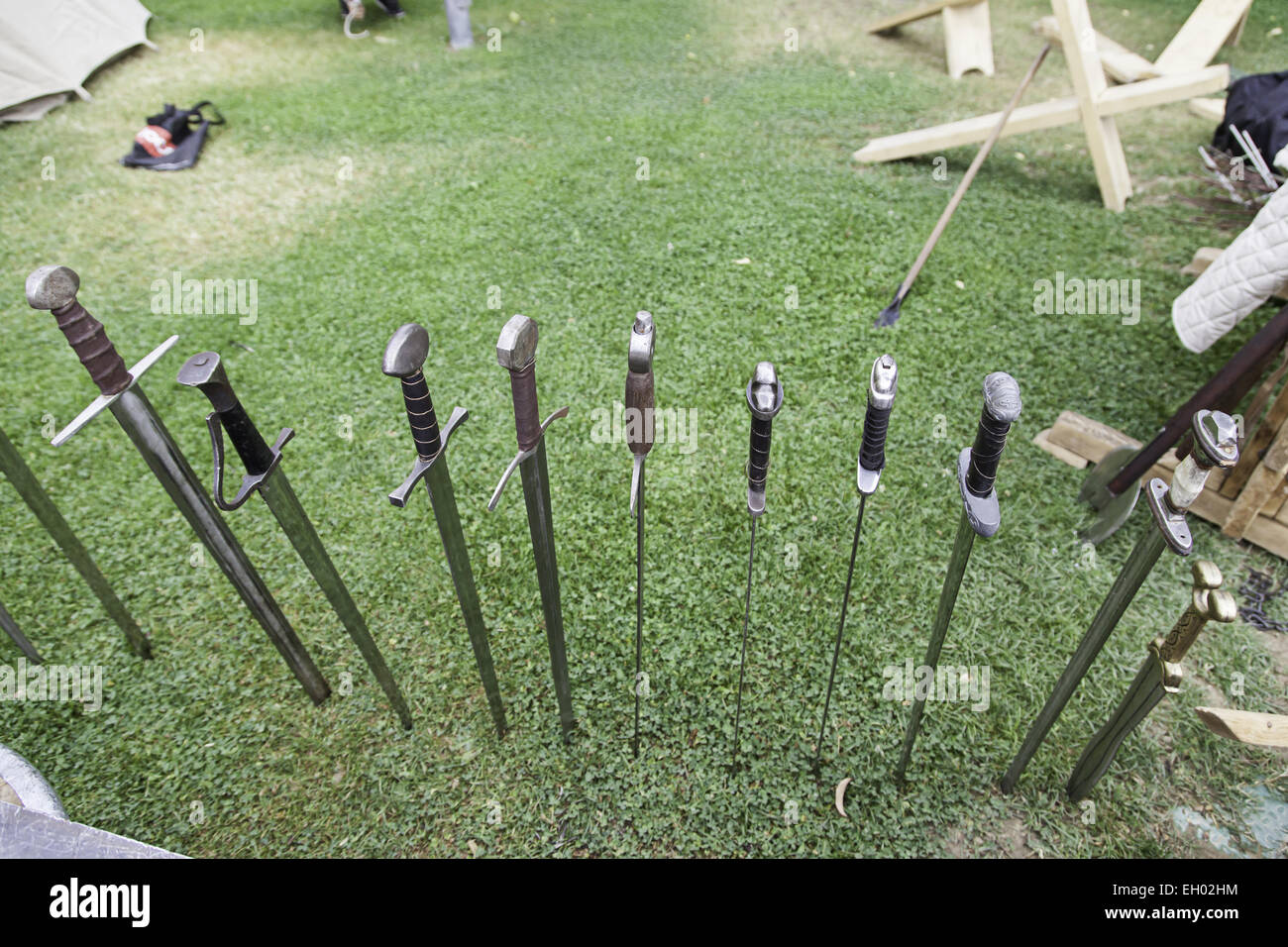 Ancient medieval swords, detail of a weapon of war and death, art and ...