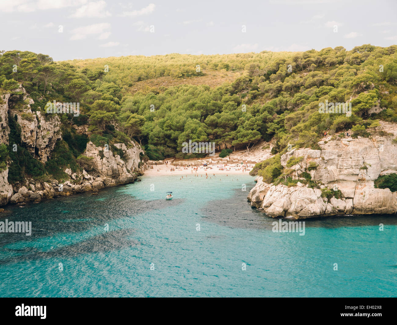 Spain, Menorca, Cala Macarelleta, View of Macarelleta beach Stock Photo ...