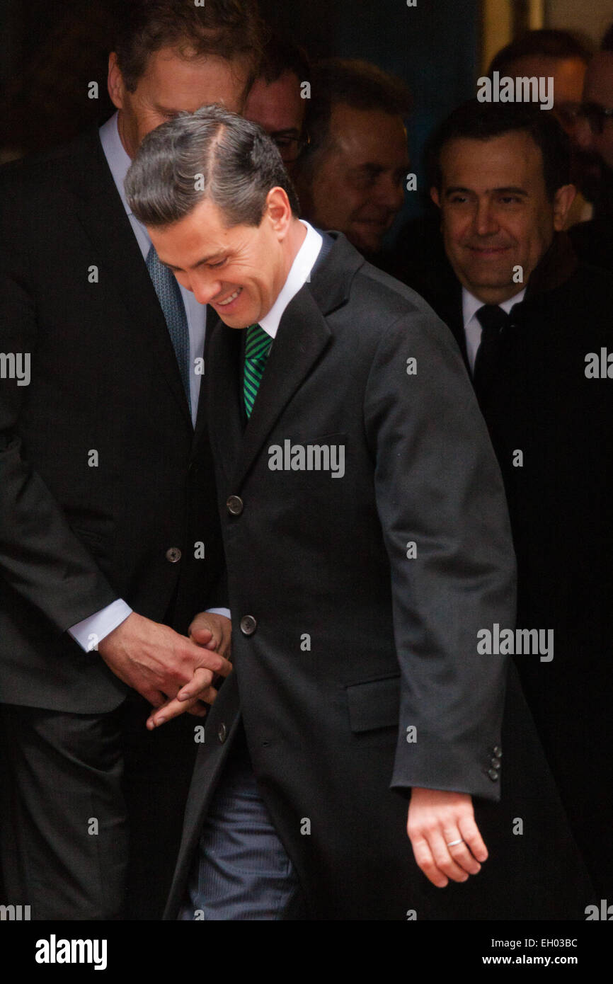 London, UK. 4th March, 2015. President Enrique Pena Nieto leaves 10 ...