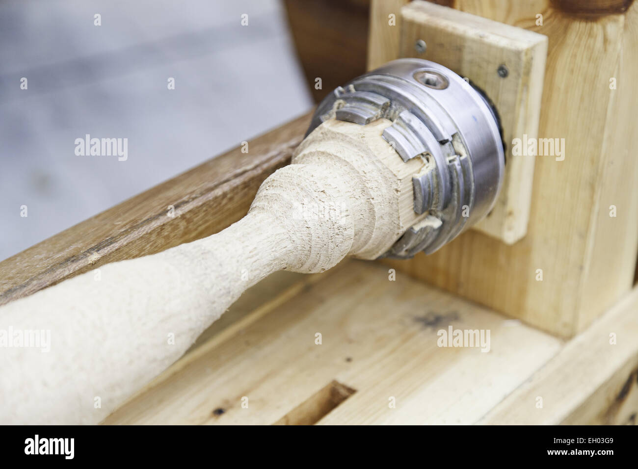 Wood carving, detail of a machine that shapes the wood Stock Photo - Alamy