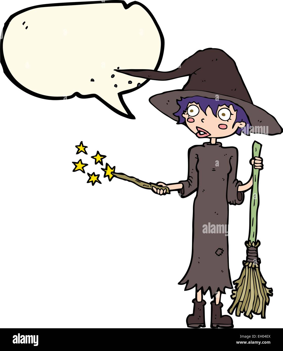 cartoon witch casting spell with speech bubble Stock Vector Image & Art ...