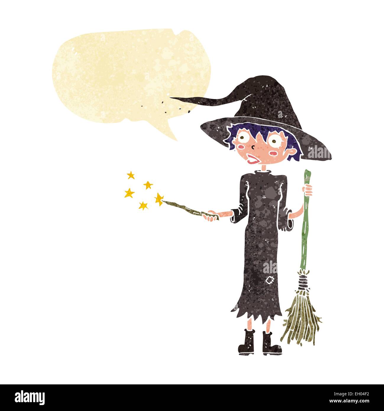 cartoon witch casting spell with speech bubble Stock Vector Image & Art ...